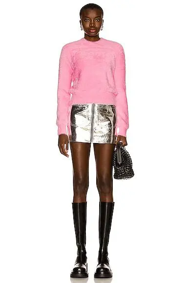 Alexander Wang Cropped Crewneck Sweater In Pink In Prism Pink - 44